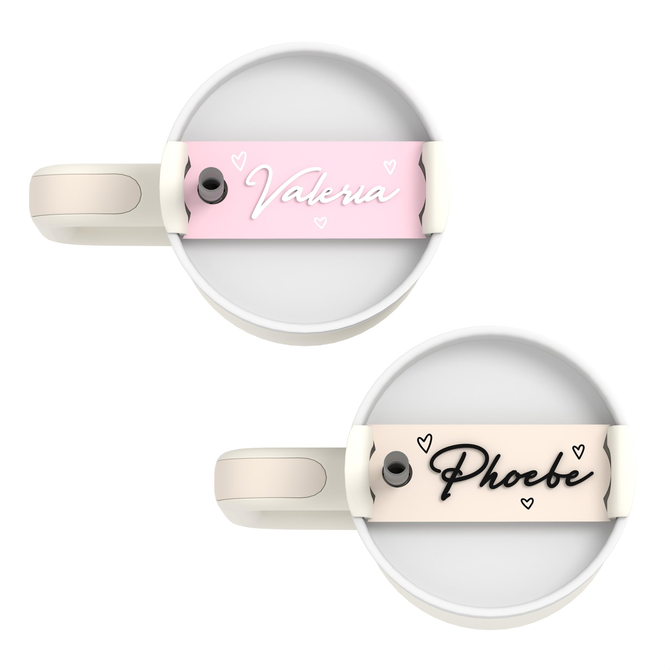The Cotton & Canvas Co. Personalized Stanley Name Tag with Hearts, Stanley Name Plate, Acrylic Lid Topper, Custom, 40oz, 30oz, Quencher H2.0, Mama, Bridesmaid Gift