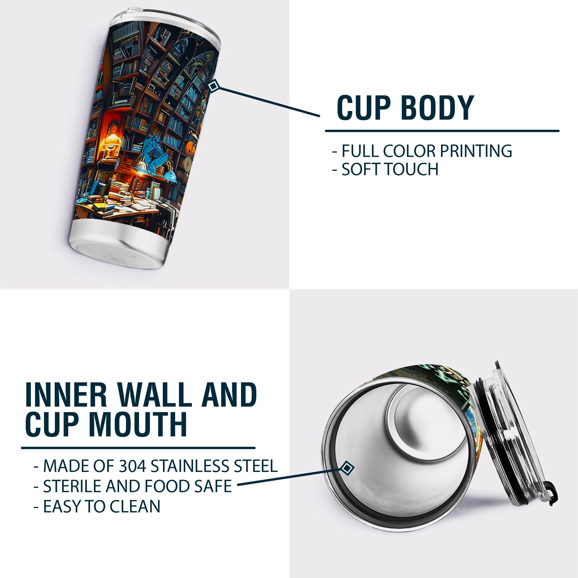 Bad Bananas Gifts for Book Lovers and Readers - 20oz Stainless Steel Tumbler - Easily Distracted By Books