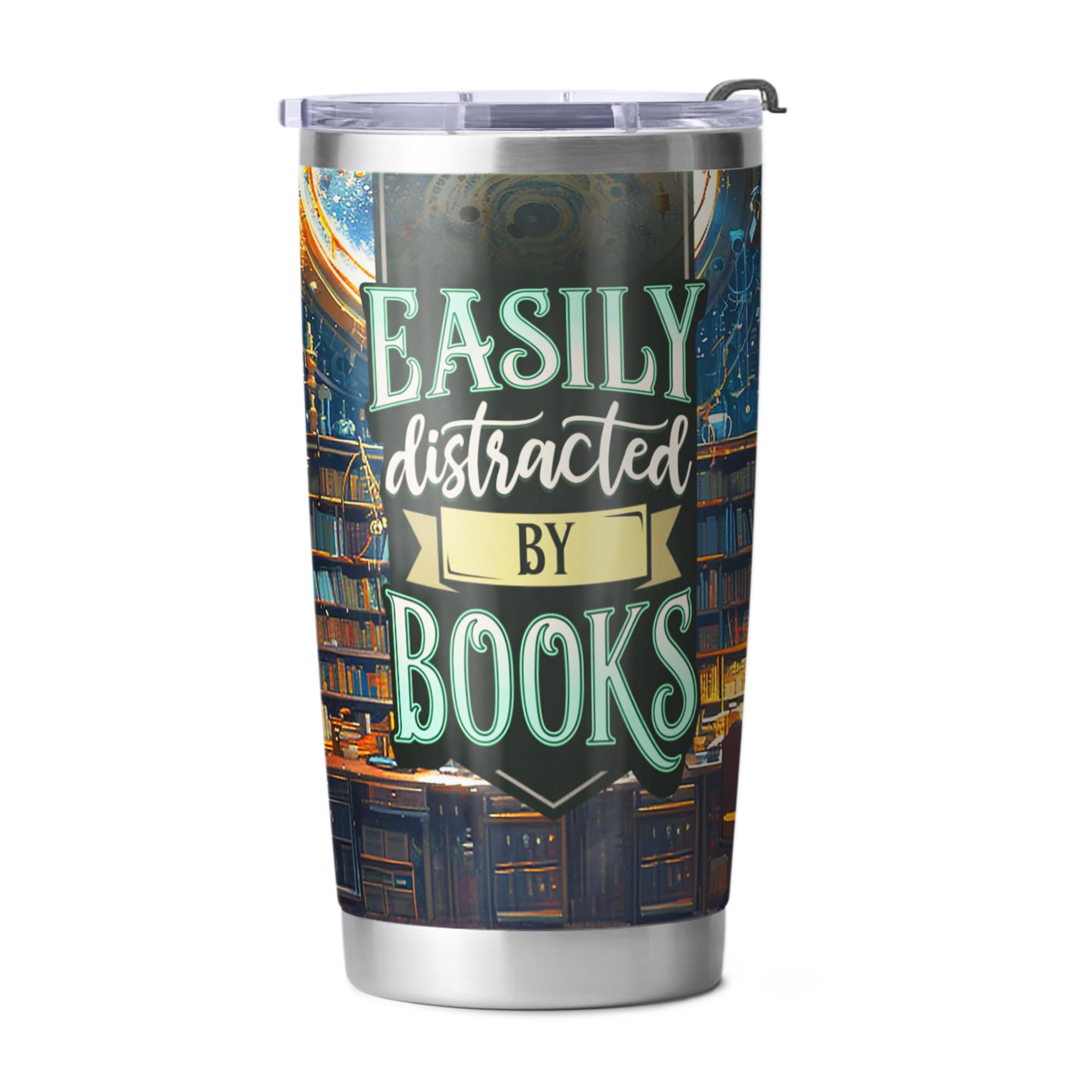 Bad Bananas Gifts for Book Lovers and Readers - 20oz Stainless Steel Tumbler - Easily Distracted By Books
