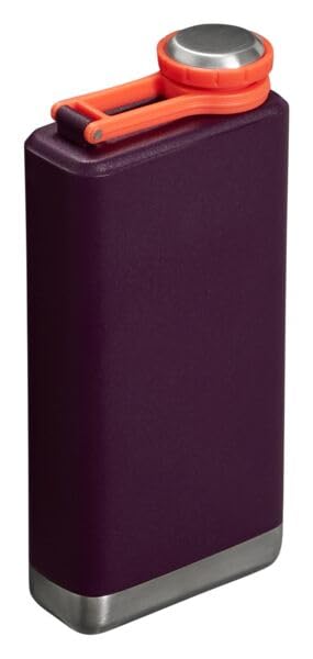 Stanley Adventure Pre-Party Flask 8 oz | Leakproof Hip Flask | Hinge Connected Never Lose Cap | Insulated Stainless Steel Liquor Container | BPA-Free | Plum