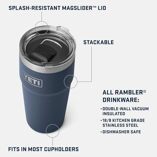 YETI Rambler 20 oz Stackable Tumbler, Stainless Steel, Vacuum Insulated with MagSlider Lid, Big Wave Blue