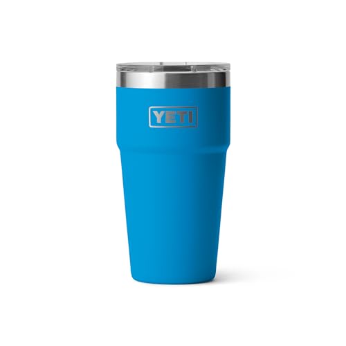 YETI Rambler 20 oz Stackable Tumbler, Stainless Steel, Vacuum Insulated with MagSlider Lid, Big Wave Blue