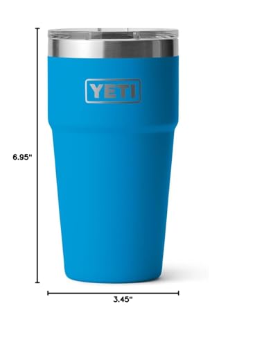 YETI Rambler 20 oz Stackable Tumbler, Stainless Steel, Vacuum Insulated with MagSlider Lid, Big Wave Blue