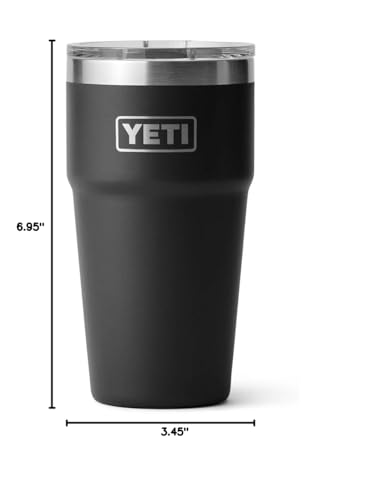 YETI Rambler 20 oz Stackable Tumbler, Stainless Steel, Vacuum Insulated with MagSlider Lid, Black