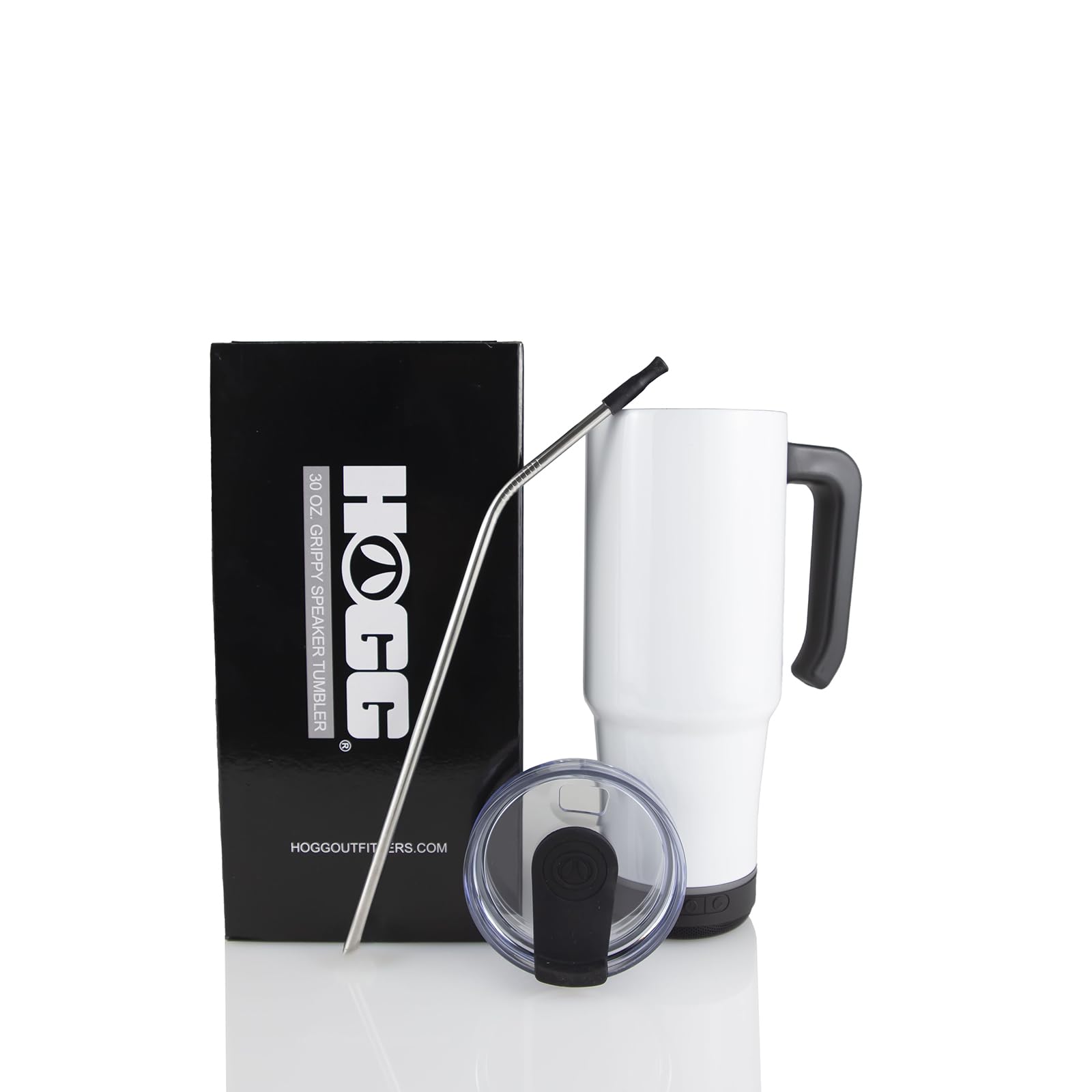 Hogg 30oz Sublimatable Grippy Speaker Tumbler DIY, Customizable, Add Logo, Vinyl, Alcohol Ink, or Glitter & Epoxy, Bulk/Wholesale Tumblers (White)