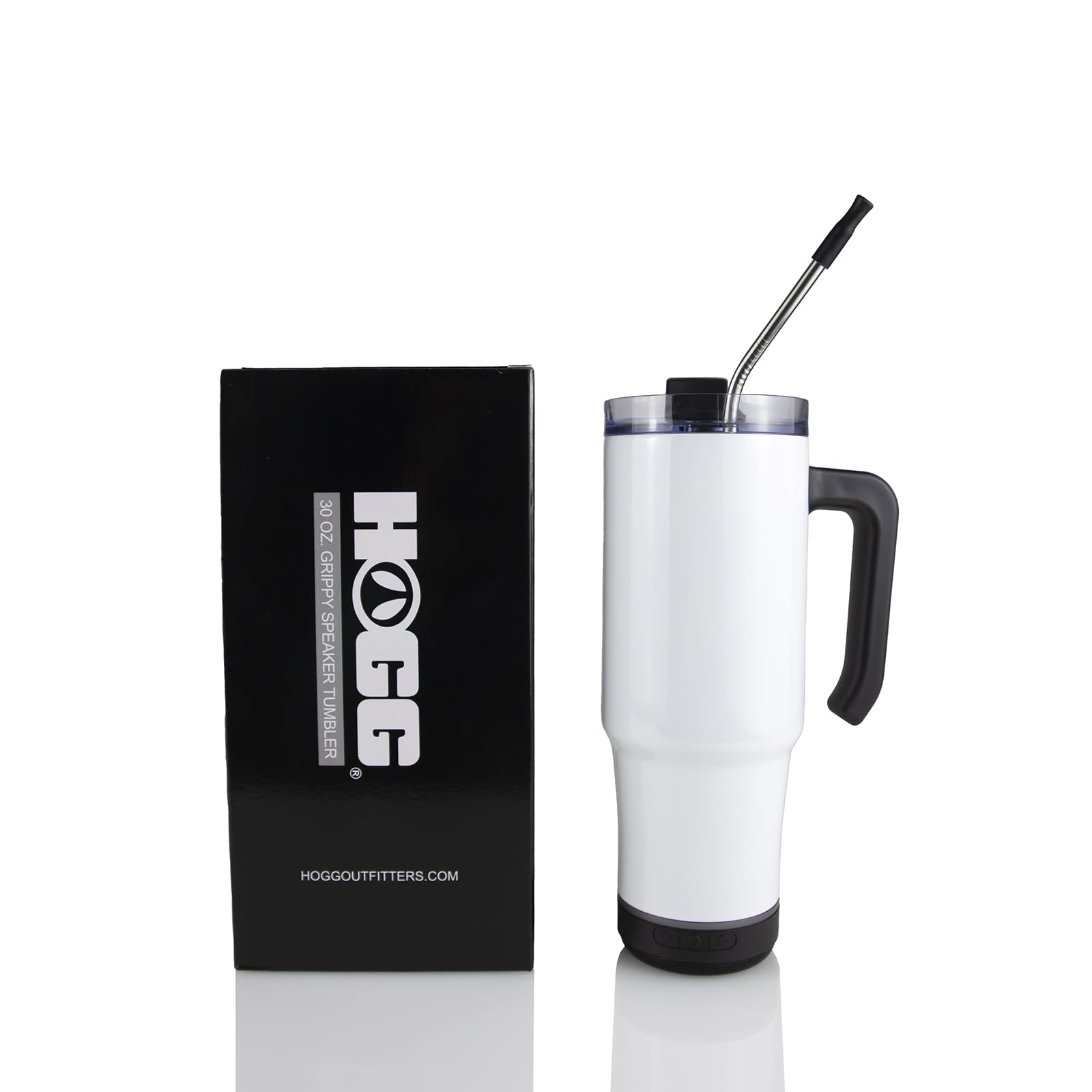 Hogg 30oz Sublimatable Grippy Speaker Tumbler DIY, Customizable, Add Logo, Vinyl, Alcohol Ink, or Glitter & Epoxy, Bulk/Wholesale Tumblers (White)