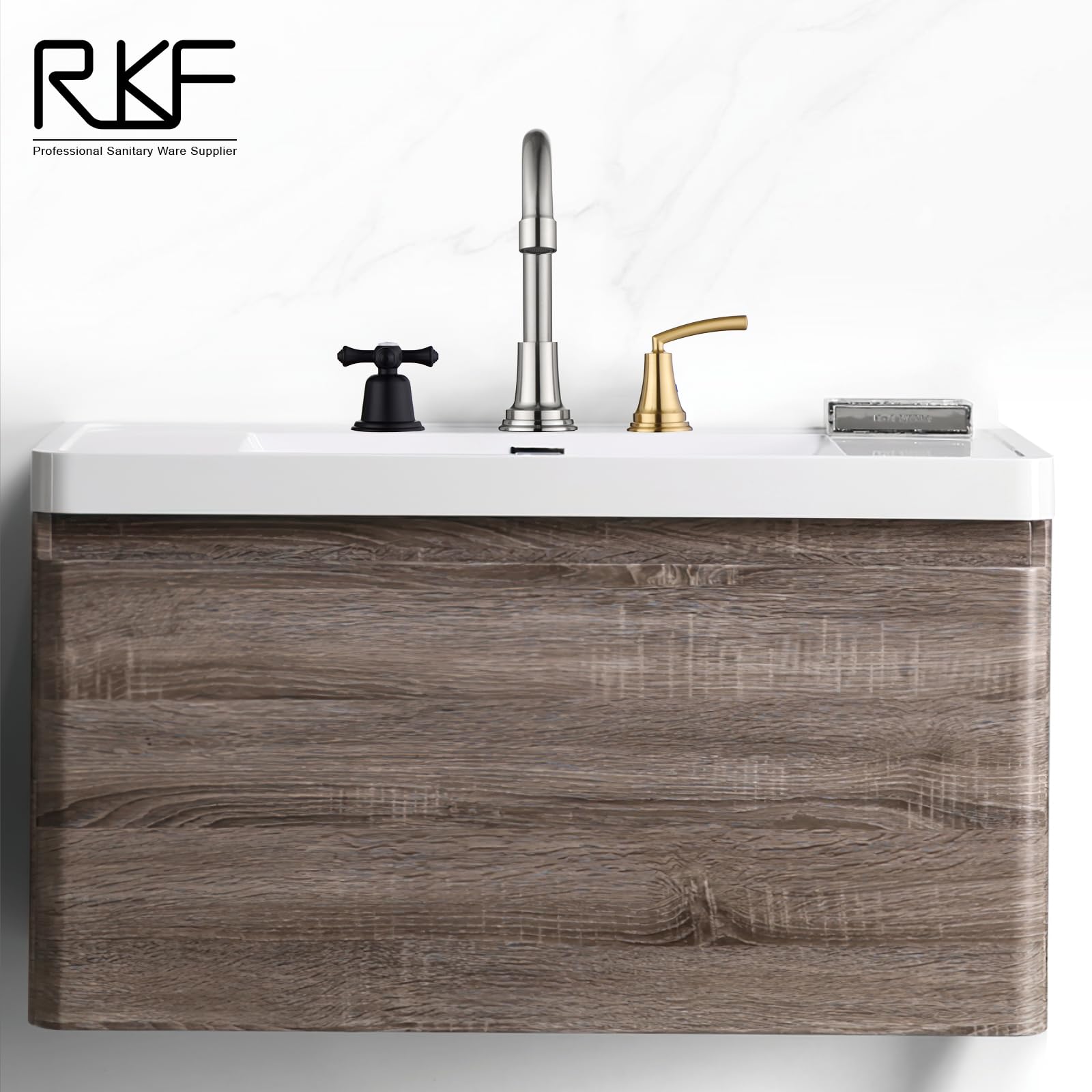 RKF Faucet- Replacement Lever Handles with Valve Faucet Accessory Faucet Parts Faucet Kit Brushed Gold B023