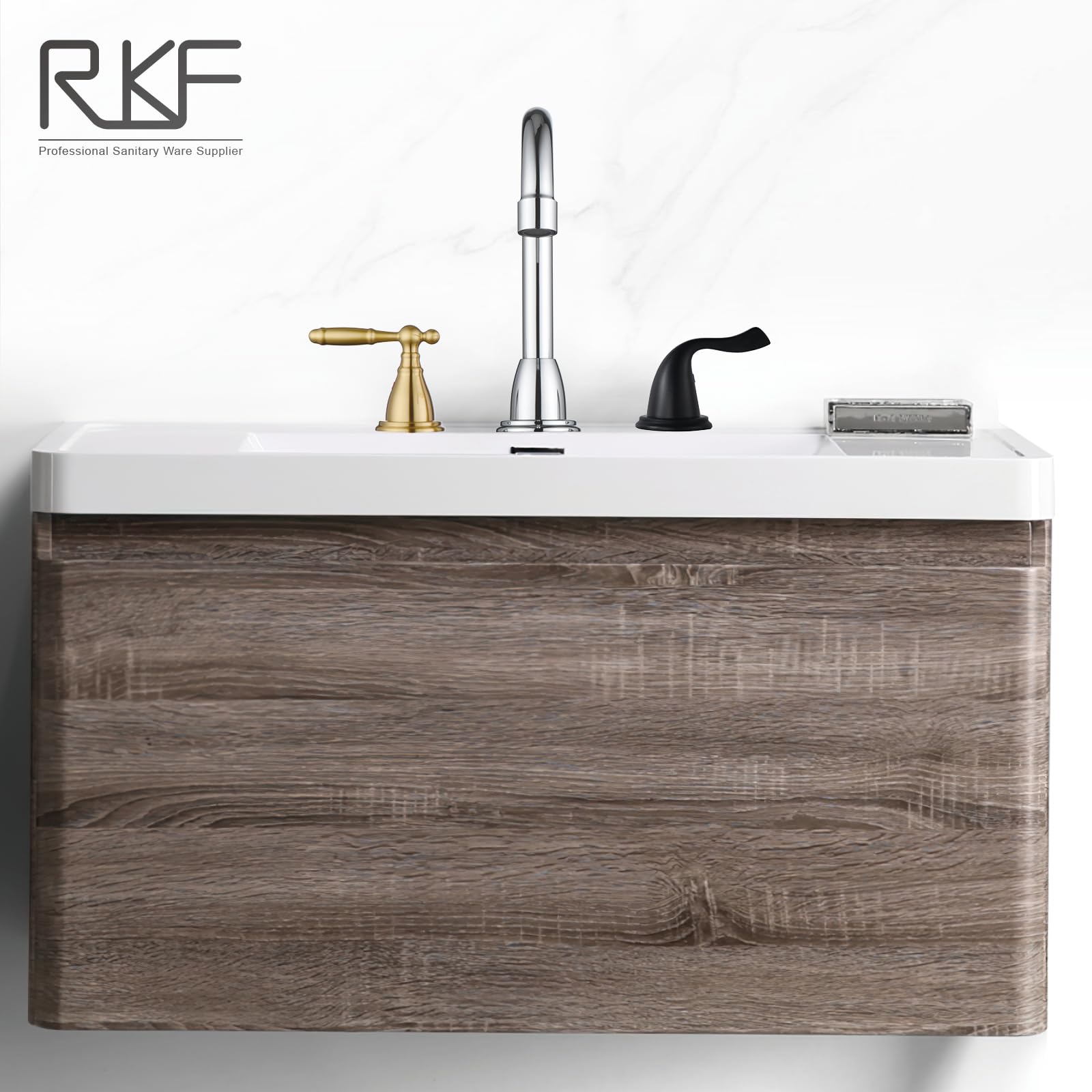 RKF Faucet- Replacement Lever Handles with Valve Faucet Accessory Faucet Parts Faucet Kit Black B07