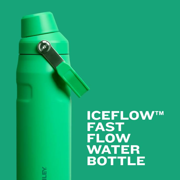 Stanley IceFlow Fast Flow Water Bottle 24 oz | Angled Spout Lid | Lightweight and Leakproof for Travel and Sports | Insulated Stainless Steel | BPA-Free | Ash