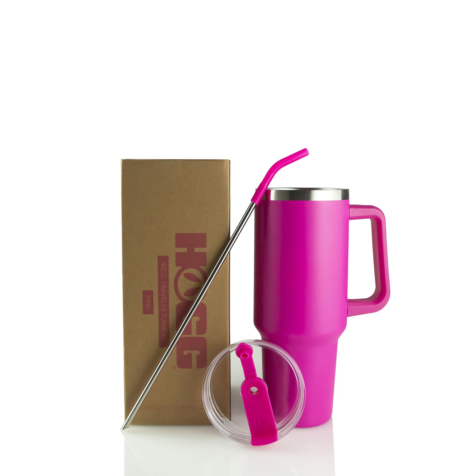 Hogg 40oz Traveler Powder Coated Tumbler DIY, Customizable, Add Logo, Vinyl, Alcohol Ink, or Glitter & Epoxy, Bulk/Wholesale Tumblers (Pink)