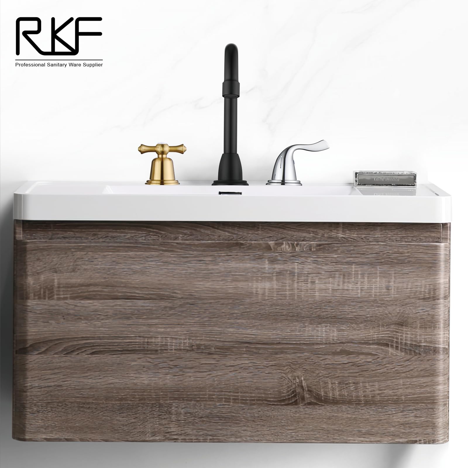 RKF Faucet- Replacement Lever Handles with Valve Faucet Accessory Faucet Parts Faucet Kit Chrome B07