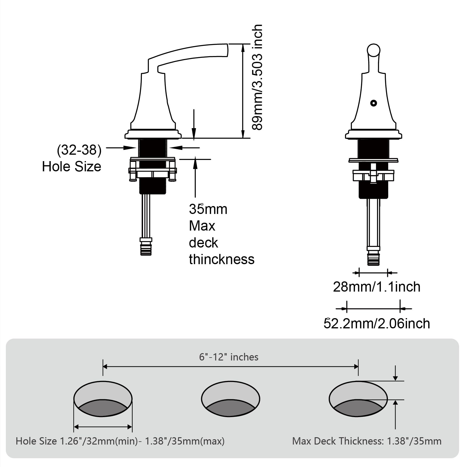 RKF Faucet- Replacement Lever Handles with Valve Faucet Accessory Faucet Parts Faucet Kit Chrome Polished B023