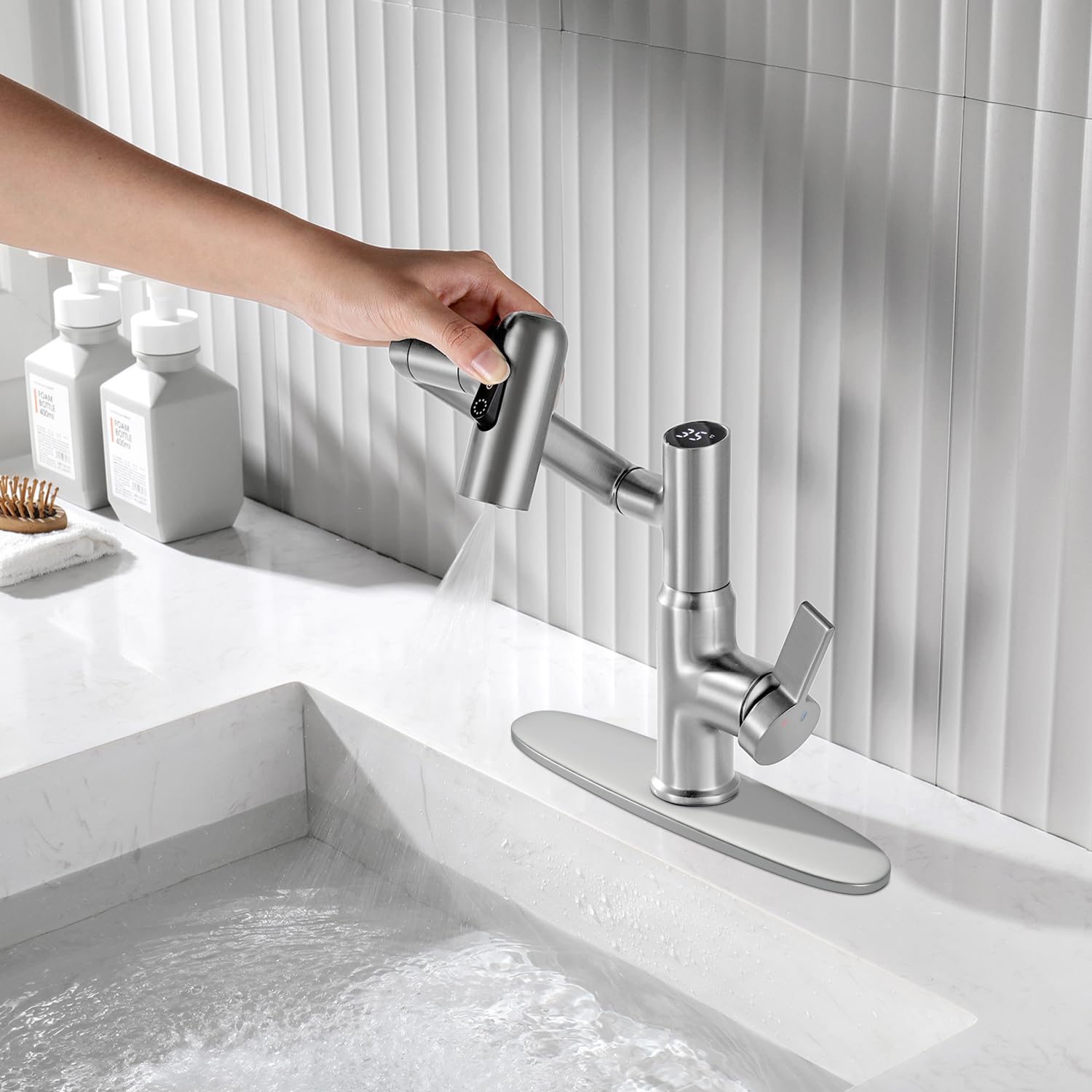 Lefton 10" Sink Cover Plate for 1 or 3 Hole Bathroom or Kitchen Faucet, FCP2201-0 (Brushed Nickel)
