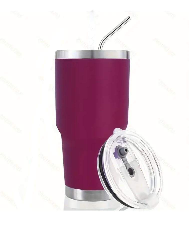 30oz Tumbler, Stainless Steel Vacuum Insulated Coffee Tumbler Cup, Double Wall Powder Coated Travel Mug, (Magenta)