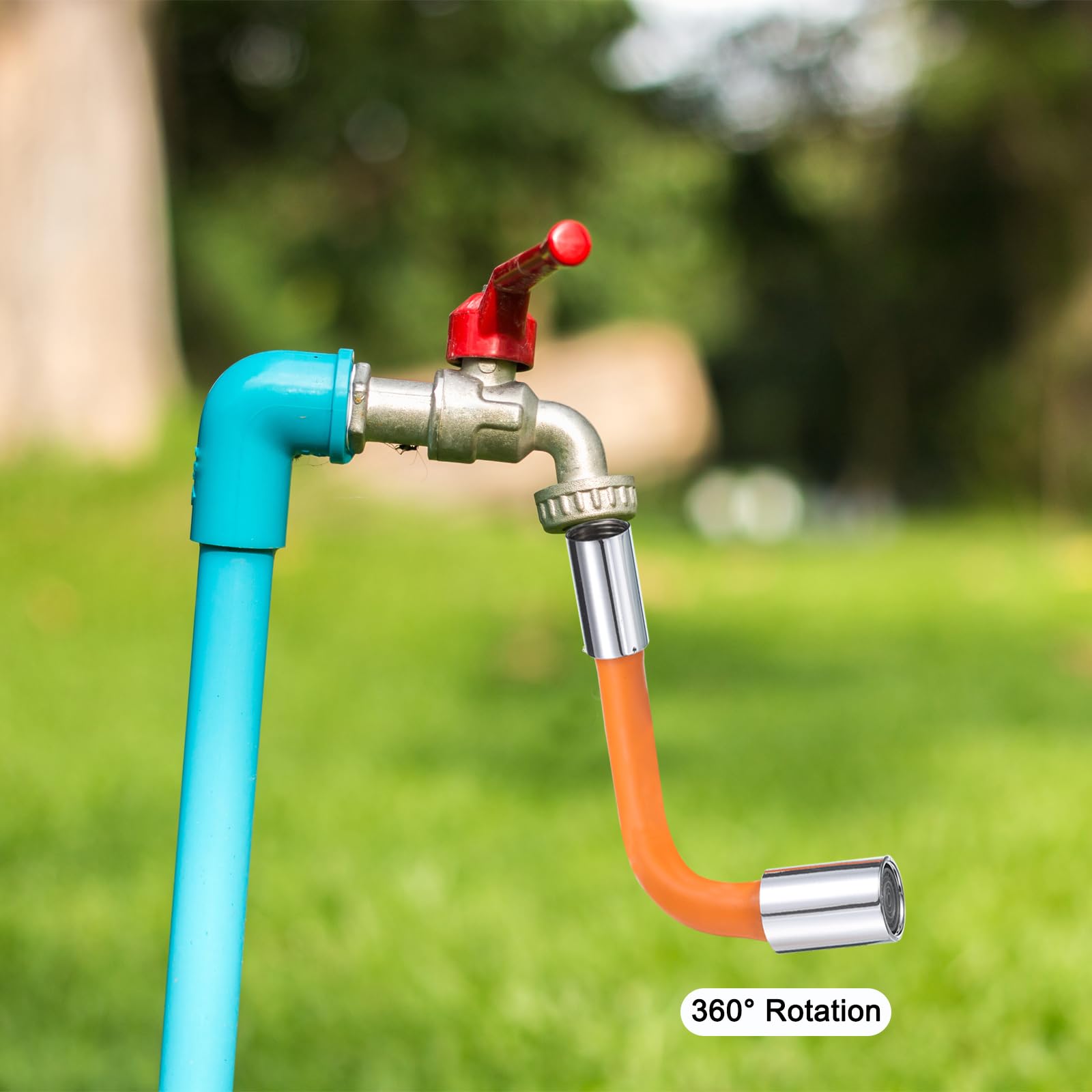 uxcell Foaming Extension Tube, Faucet Lengthen Extender, Sink Drain Extension Tube, Bathroom Faucet Extender, Extension Flexible Water Hose Adapter Orange (50cm)