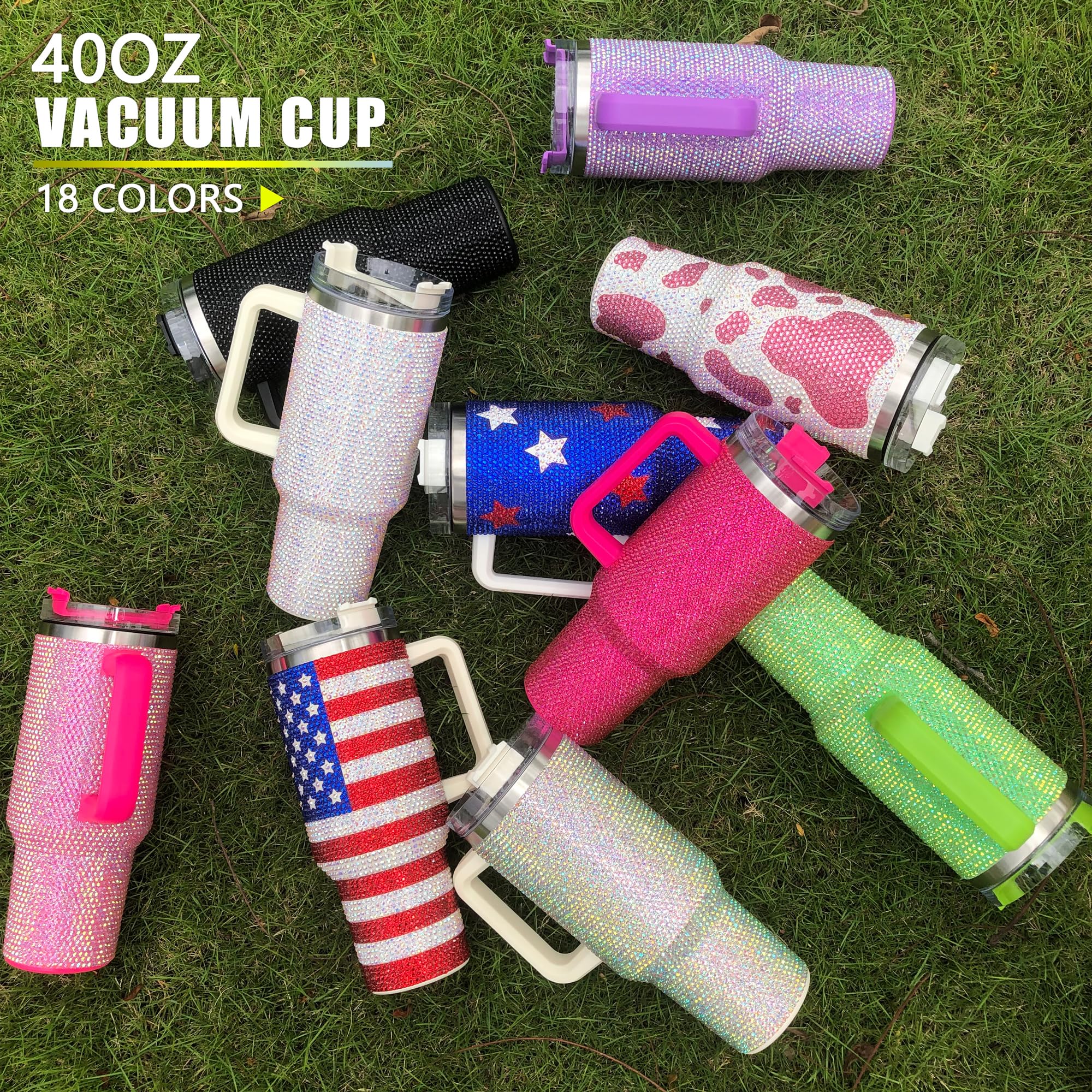Cupcupmore 40oz Print Bling Rhinestone Stainless Steel Sippy Tumbler Glitter Vacuum Insulated Water Bottle with Straw & Lid &Handle,Thermos for Hot & Cold Drinks,Car Cup Holder (Bride White, 40 oz)