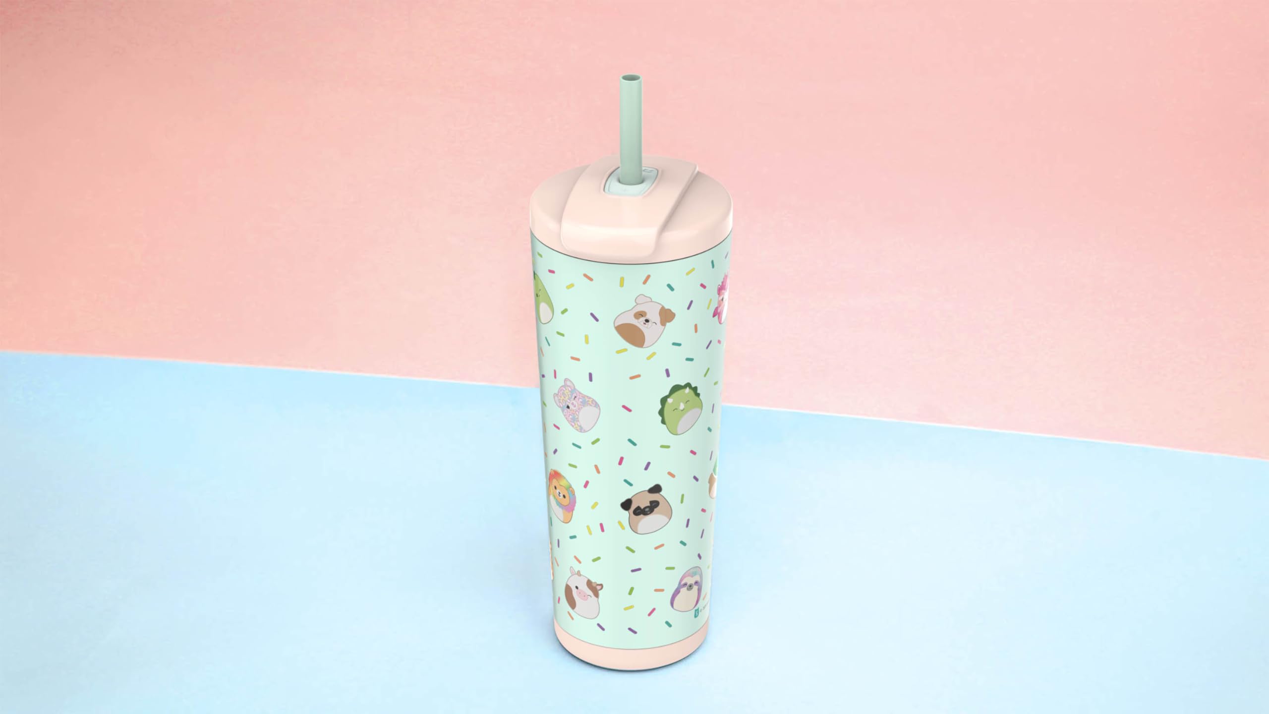 Zak Designs Squishmallows Straw Tumbler for Travel or At Home, 24oz Stainless Steel with Vacuum Insulation and Non-Skid Base (Squishmallows)
