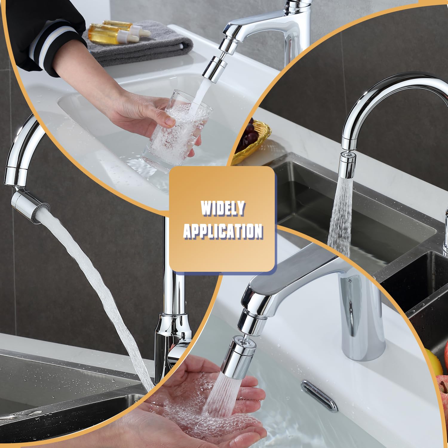 SNUTUYA Brass Swivel Faucet Aerator, Dual-function Sink Aerator ,Extra Big large Angle Rotary Faucet Aerator, 360 Degree Swivel Faucet Extender for Kitchen 55/64 inch Female Thread,Splash-Proof