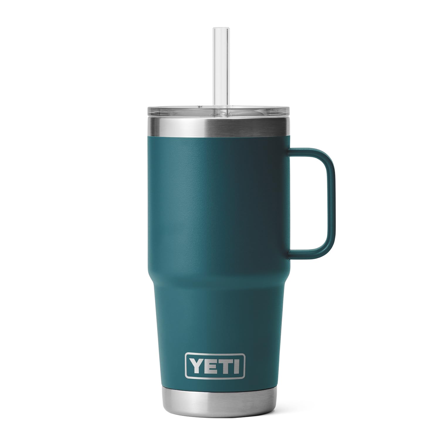YETI Rambler 25 oz Tumbler with Handle and Straw Lid, Travel Mug Water Tumbler, Vacuum Insulated Cup with Handle, Stainless Steel, Agave Teal