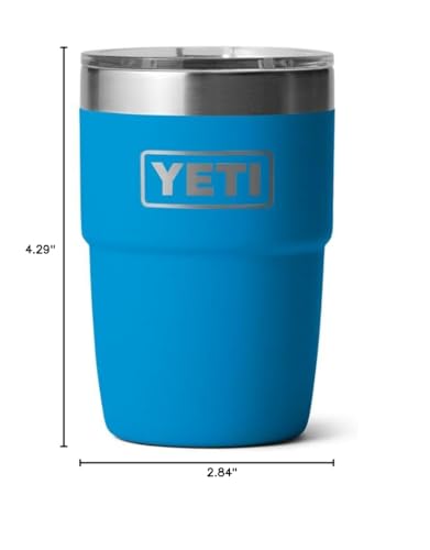 YETI Rambler 8 oz Stackable Cup, Stainless Steel, Vacuum Insulated Espresso Cup with MagSlider Lid, Big Wave Blue