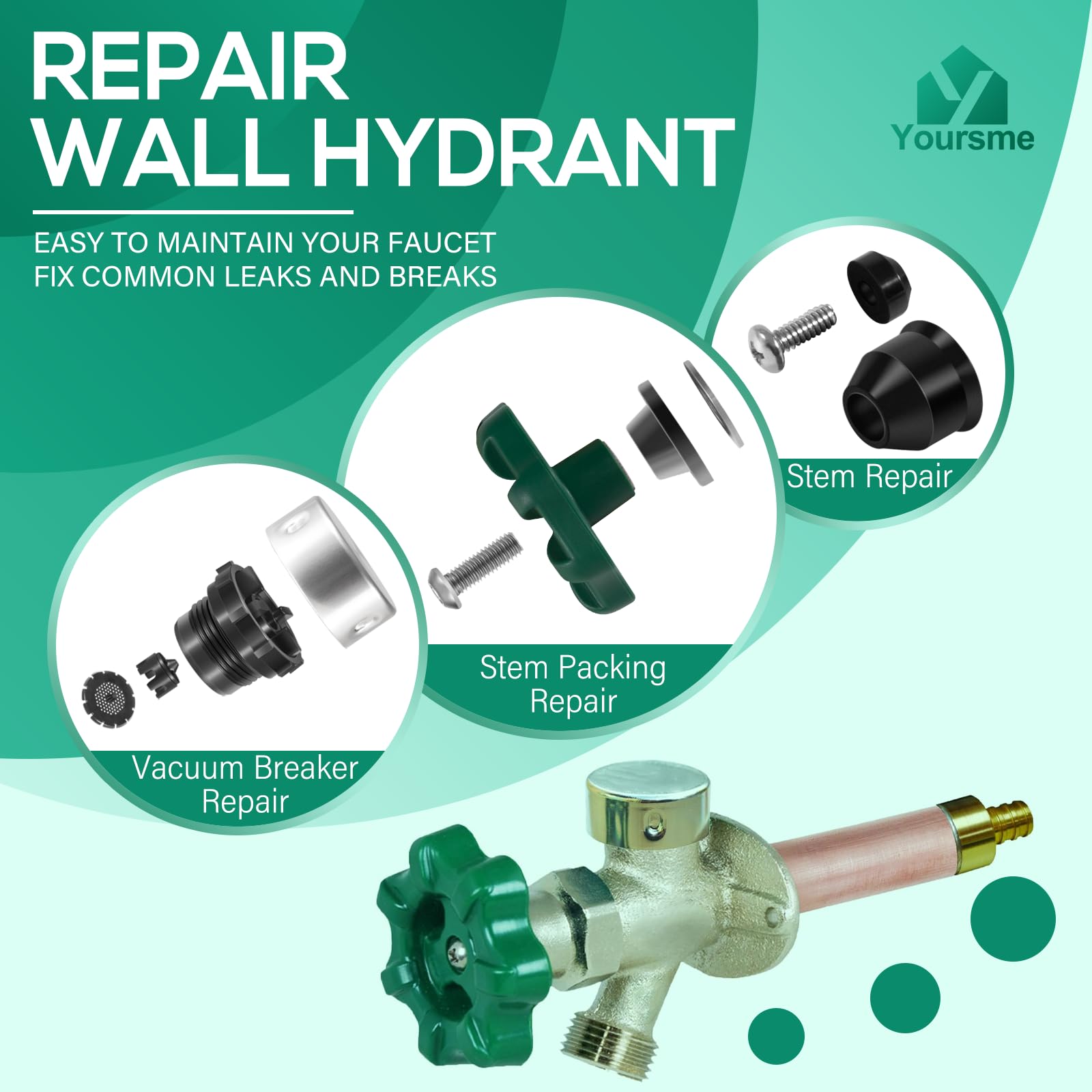 P-164KT-807 Complete Wall Hydrant Service Repair Kit for Prier P-164 Series Wall Hydrant Freezeless Faucet Repair Kit