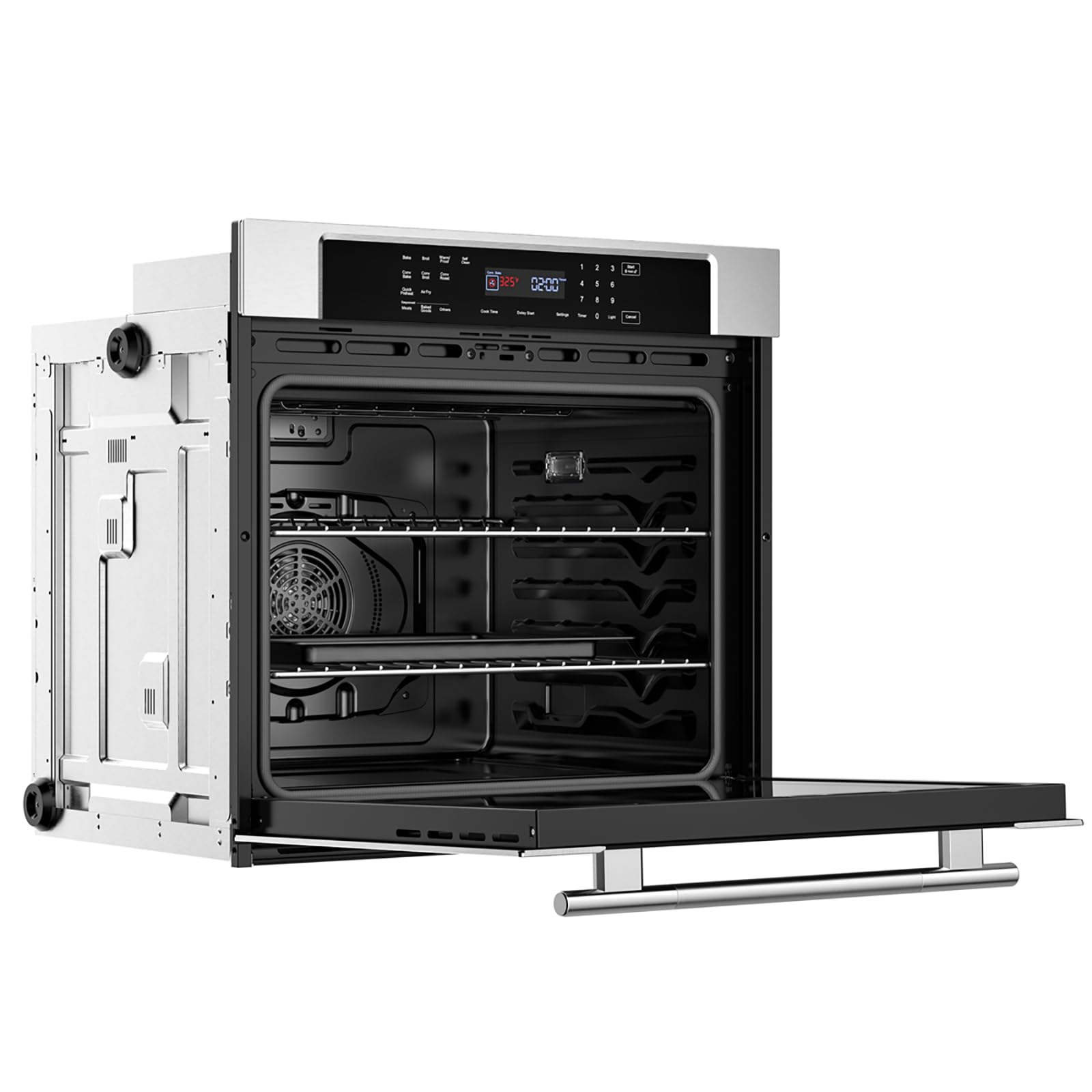 Generic 30" Electric Single Wall Oven with 10 Cooking Functions, Self Cleaning LED Digital Display, Convection Fan, Touch Control, 5 cubic feet, Silver