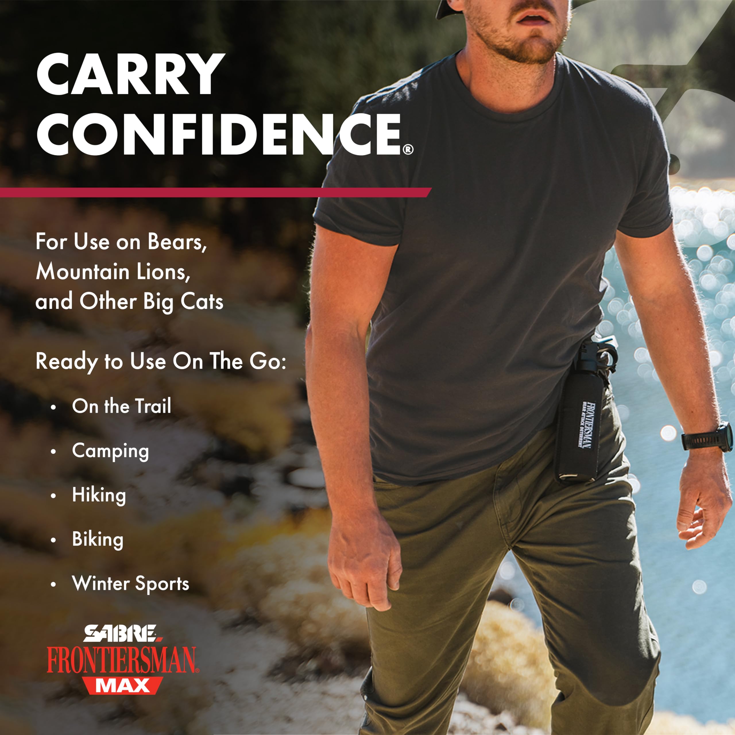 SABRE Frontiersman MAX 9.2 fl oz. Bear & Mountain Lion Attack Deterrent, Up to 40 ft Range, Contains 2% Major Capsaicinoids, Safer for You, Animals & The Environment, Glow-in-The-Dark Safety