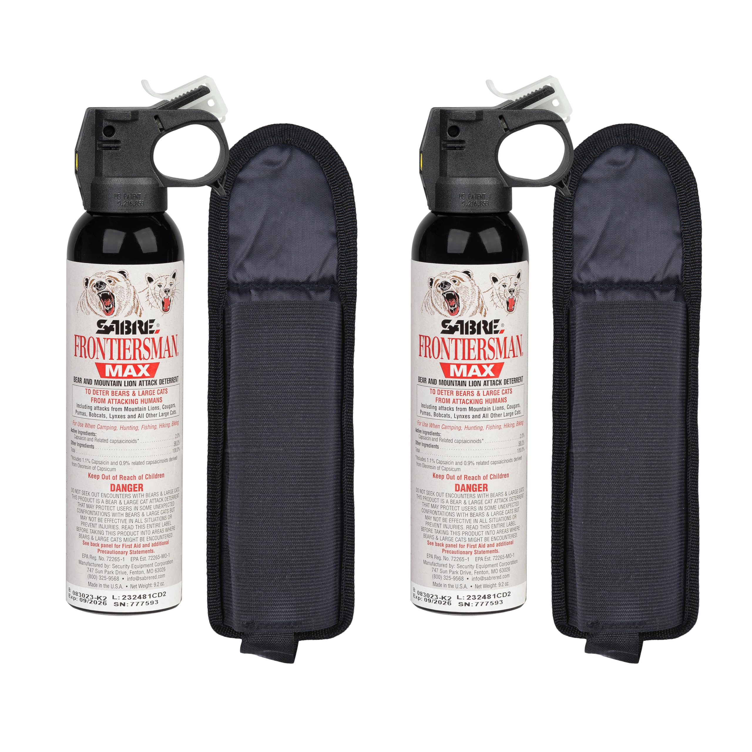 SABRE Frontiersman MAX 9.2 fl oz. Bear & Mountain Lion Attack Deterrent, Up to 40 ft Range, Contains 2% Major Capsaicinoids, Safer for You, Animals & The Environment, Glow-in-The-Dark Safety