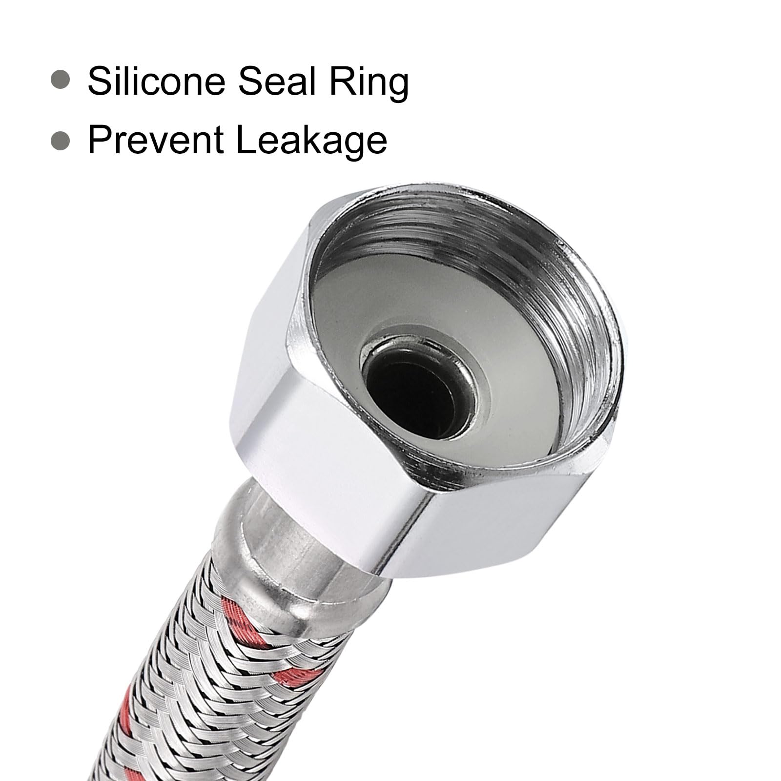 uxcell 39Inch Long Faucet Supply Line Connector, 2pcs G1/2 Female Compression Thread x M10 Male Connector Braided Short 304 Stainless Steel Water Supply Hose Line