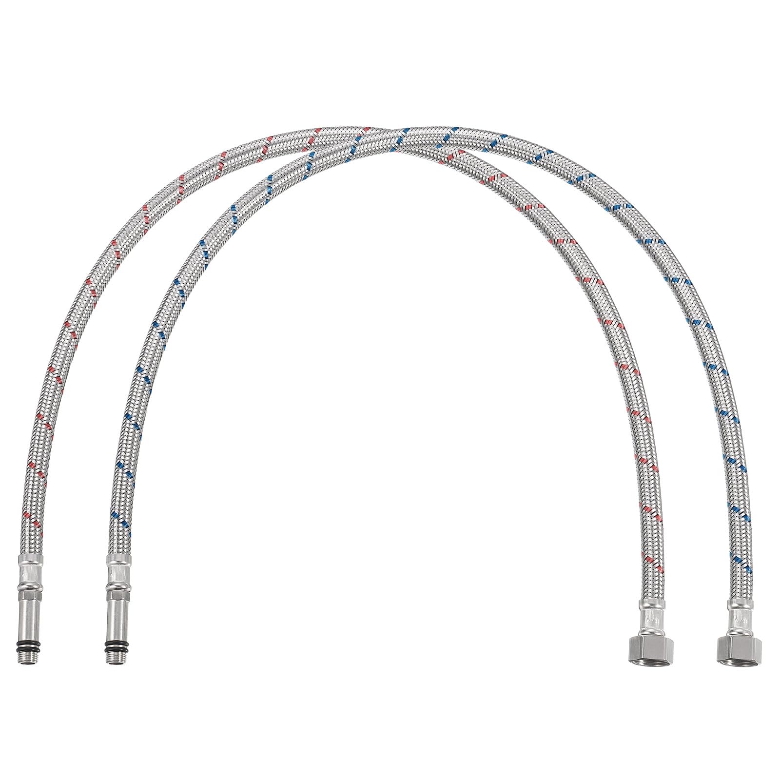 uxcell 28 Inch Long Faucet Supply Line Connector, 2pcs G3/8 Female Compression Thread x M10 Male Connector Braided M10x1mm 304 Stainless Steel Water Supply Hose Line