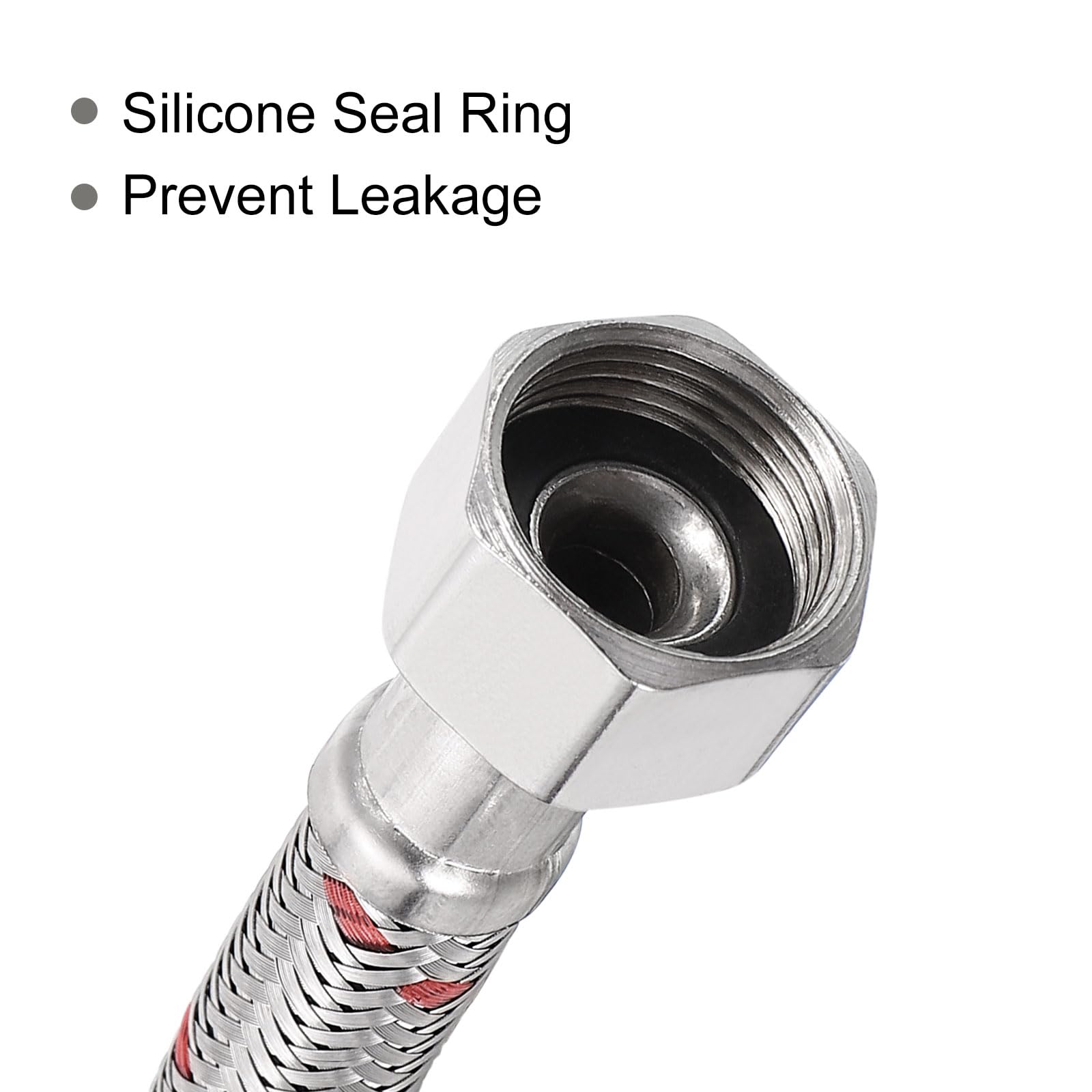 uxcell 20 Inch Long Faucet Supply Line Connector, 2pcs G3/8 Female Compression Thread x M10 Male Connector Braided 304 Stainless Steel Water Supply Hose Line