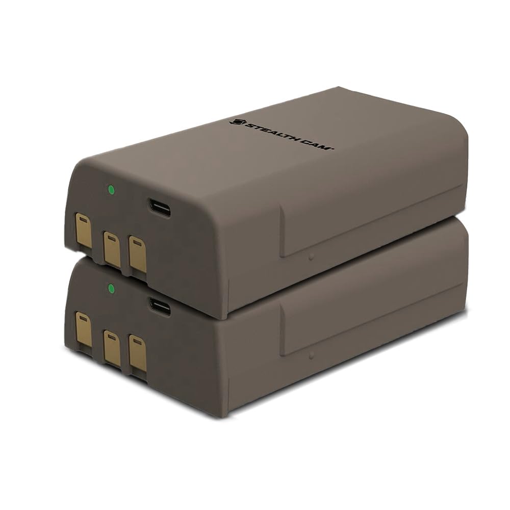 Stealth Cam FieldMax MAX-PAK Rechargeable 12-Volt/5000 mAh Lithium Battery Cartridge, Compatible w Hunting Cellular Trail Cameras, USB Charging Cable Included, 2-Pack