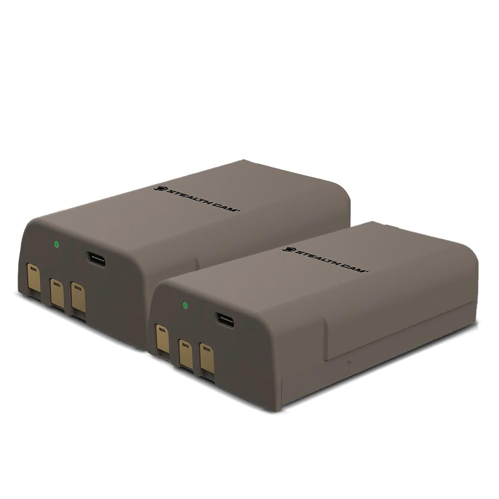 Stealth Cam FieldMax MAX-PAK Rechargeable 12-Volt/5000 mAh Lithium Battery Cartridge, Compatible w Hunting Cellular Trail Cameras, USB Charging Cable Included, 2-Pack
