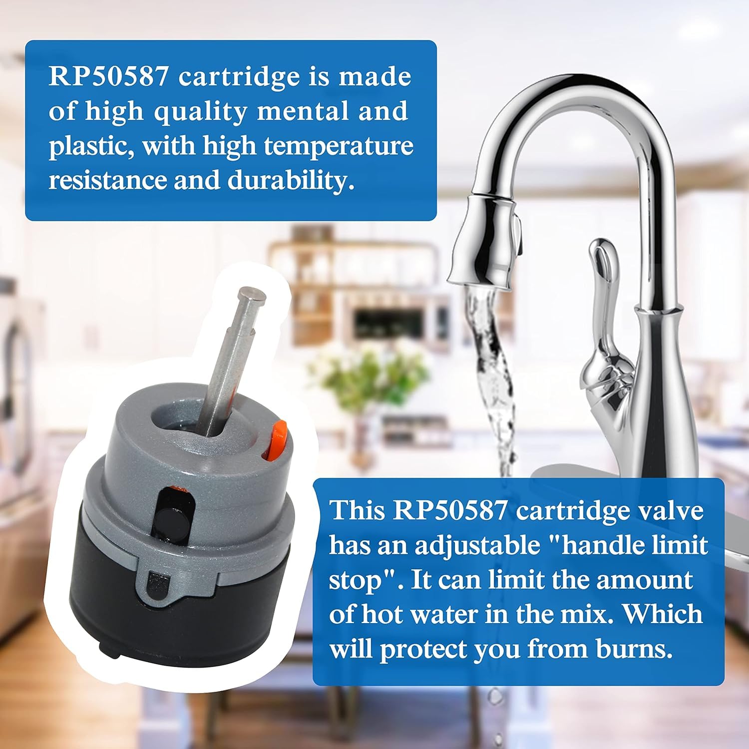 Generic RP50587 Single Handle Cartridge Valve Replacement for Various Delta Model Fit for Kitchen, Shower, Toiletsand and Lavatory Faucet Motion Cartridge., Gray