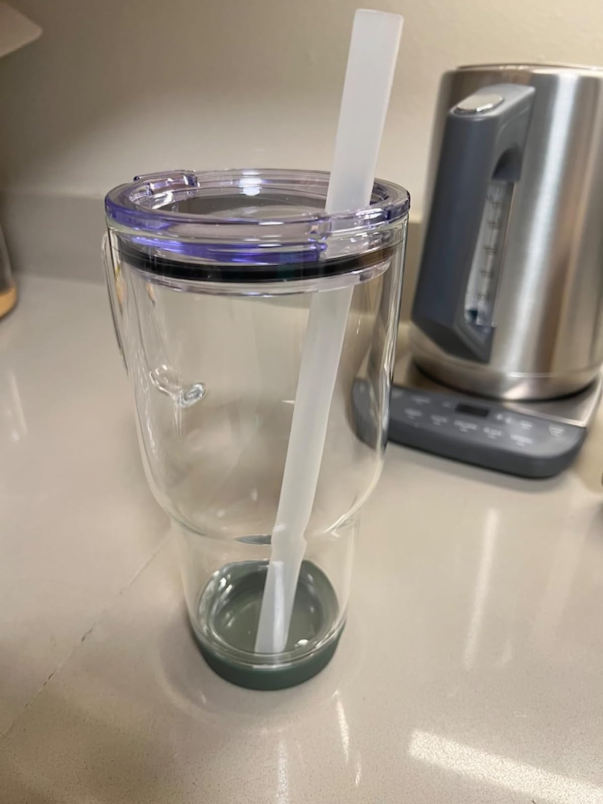 Zukro Replacement Lid for Zukro 32 Glass Tumbler with Handle, Press In, Compatible with Bubble Tea Straw, BPA Free, Clear