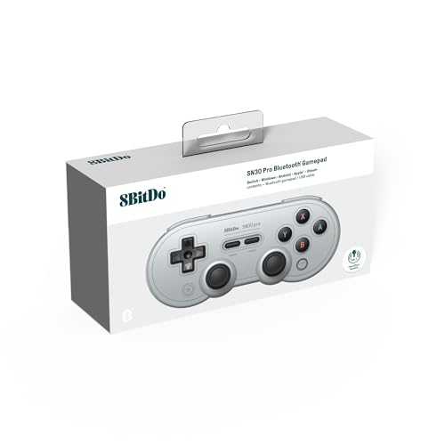8Bitdo SN30 Pro Bluetooth Controller, Hall Effect Joystick Update, Compatible with Switch, PC, macOS, Android, Steam Deck & Raspberry Pi (Gray)