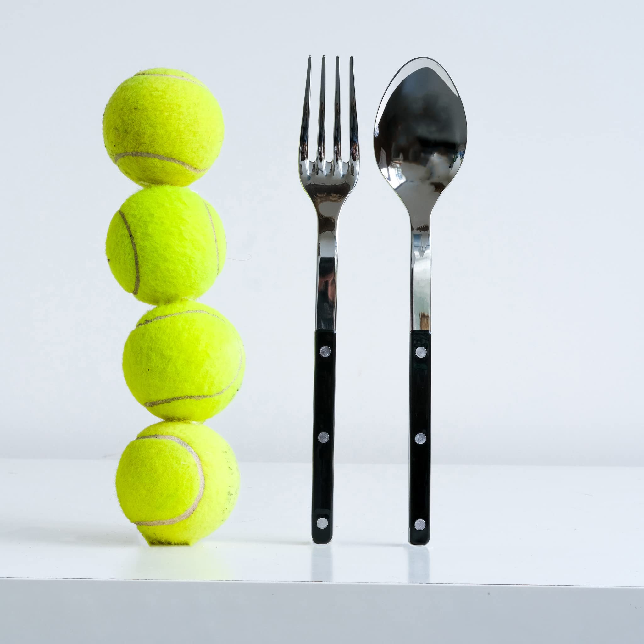 SABRE PARIS - 2-Piece Serving Set - Bistrot Collection - Large Fork & Large Spoon - Stainless Steel & Nylon - Dishwasher Safe - Black - Brilliant Finish