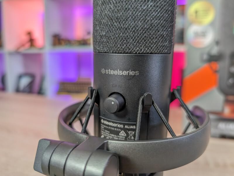 SteelSeries Alias USB Mic for PC — 3x Bigger Capsule for Gaming, Streaming and Podcasting — Sonar for Streamers Audio Software — AI Noise Cancelling — LED (Renewed)