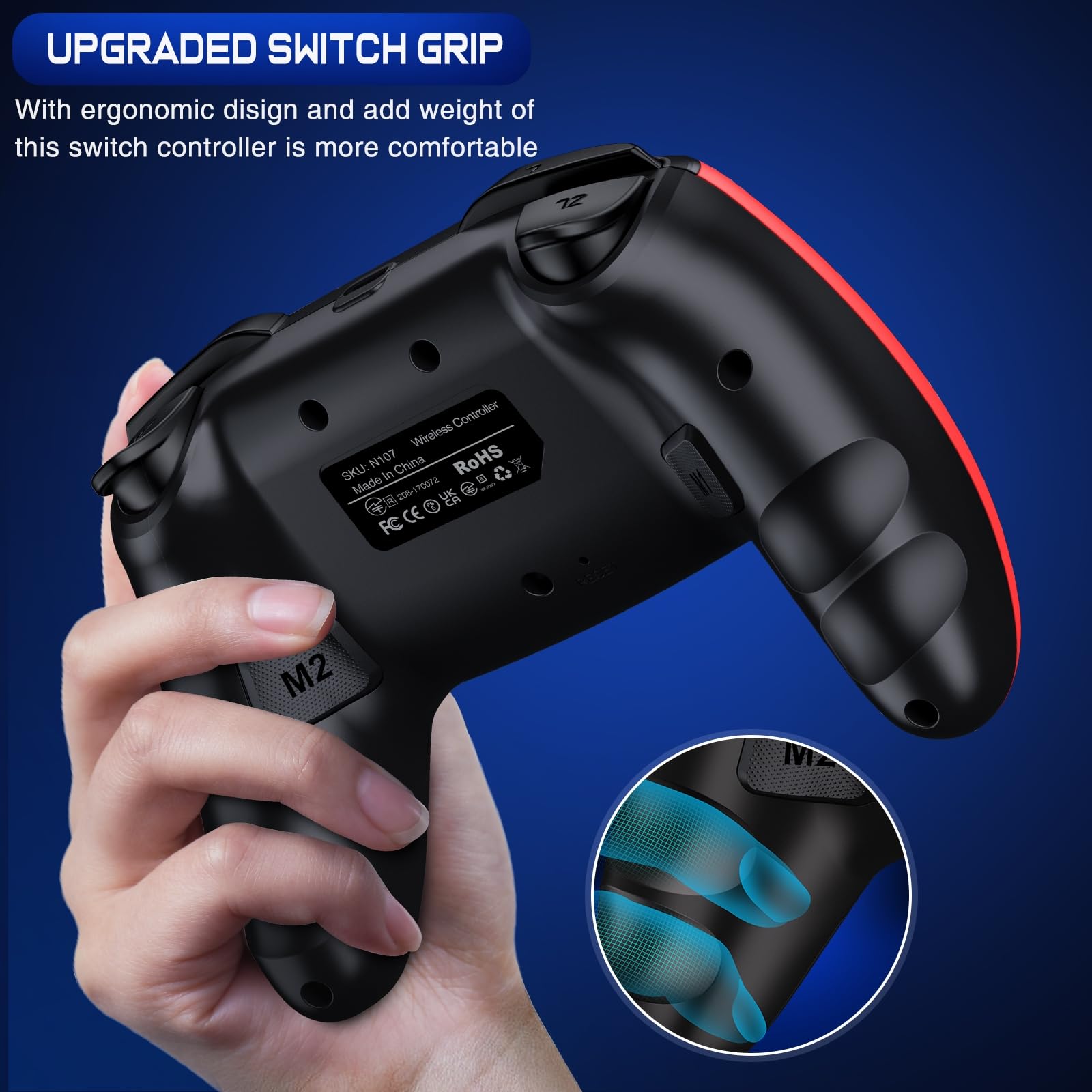 ELISWEEN Wireless Switch Controller for Switch Controller/Lite/OLED, Switch Controller Joysticks Work with iOS/Android/PC-Switch Pro TURBO Controller with Wake-up Programmable (Upgraded Vision)