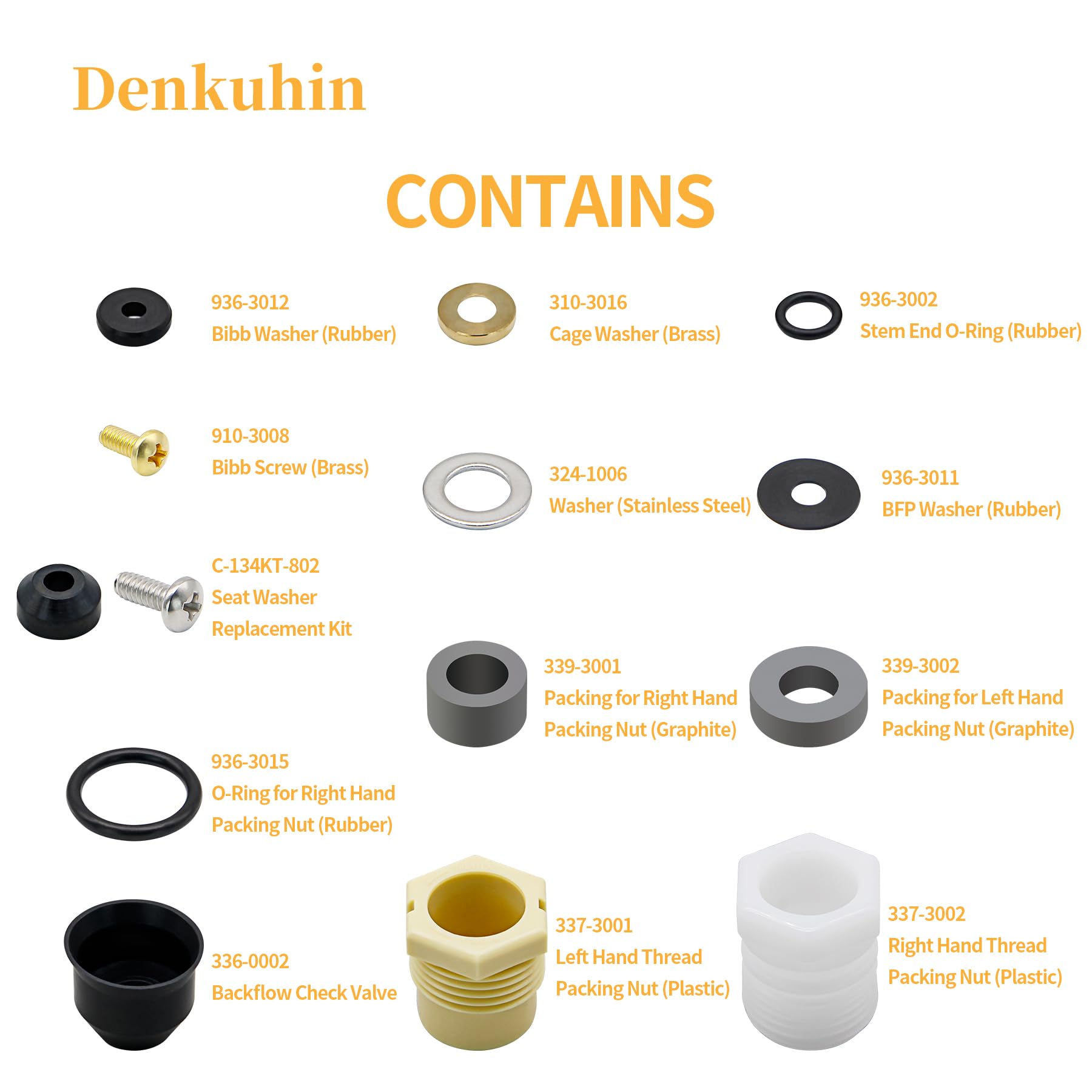 Denkuhin 630-7755 Wall Hydrant Repair Kit Compatible with Faucet Repair Kit 500 400 300 Series, Replacement for Pressure Vacuum Breaker