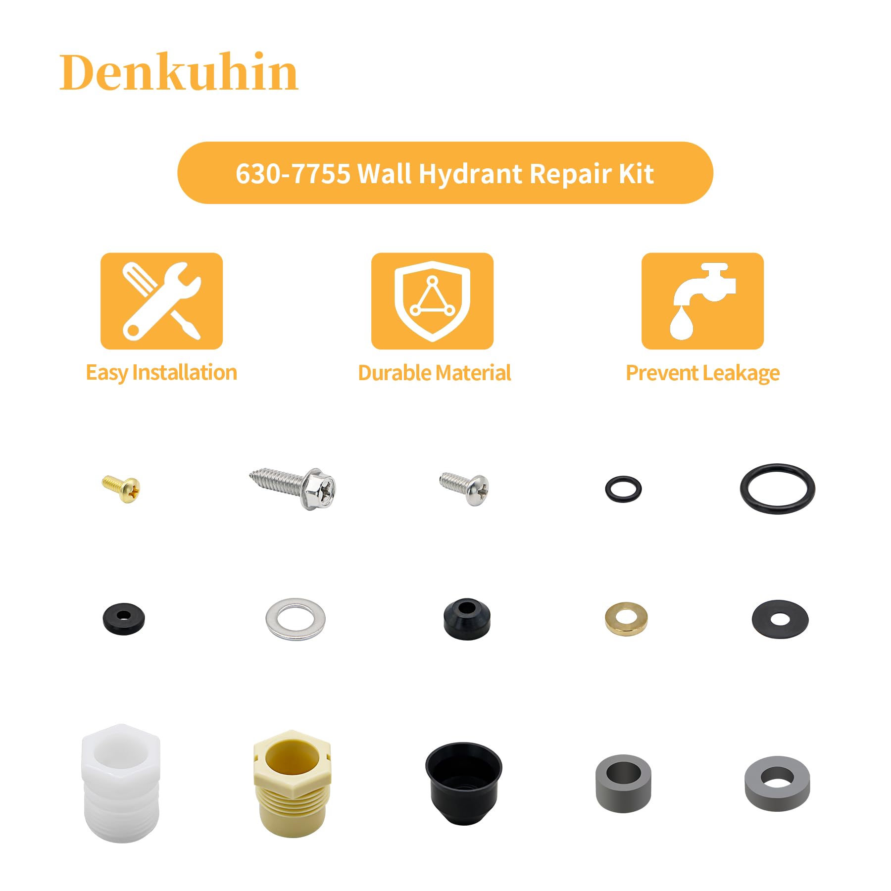 Denkuhin 630-7755 Wall Hydrant Repair Kit Compatible with Faucet Repair Kit 500 400 300 Series, Replacement for Pressure Vacuum Breaker