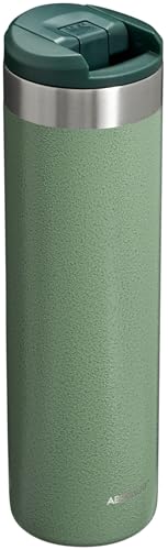 Stanley AeroLight Transit Bottle 20 oz | Locking Drink Through Lid | Leak Resistant Water Bottle or Coffee Travel Mug | Lightweight Insulated Stainless Steel | BPA-Free | Hammertone Green