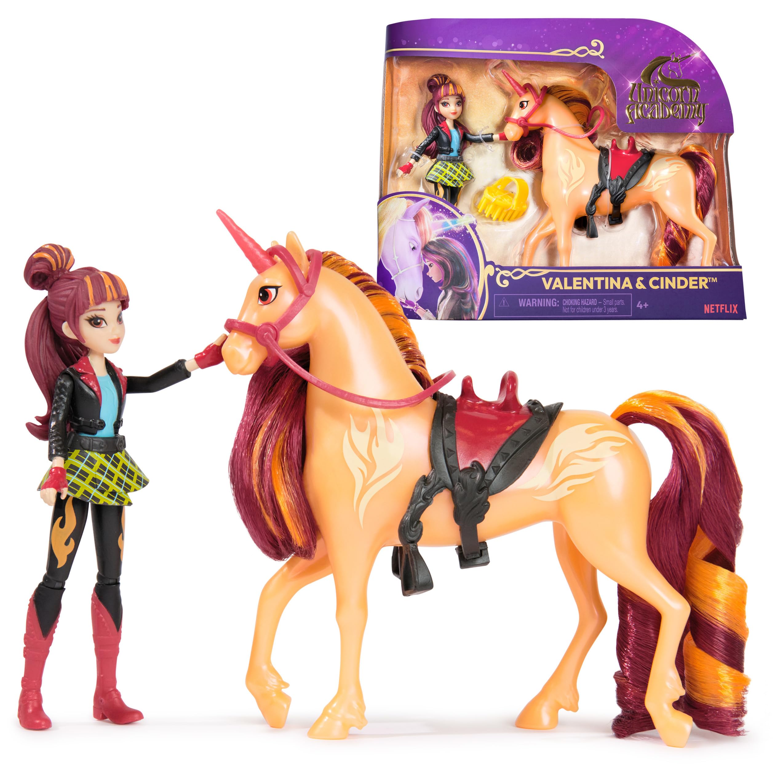 Unicorn Academy, Valentina & Cinder with 2 Accessories & Hair Tool, Dolls & Unicorn Toys for Girls Ages 4 and up
