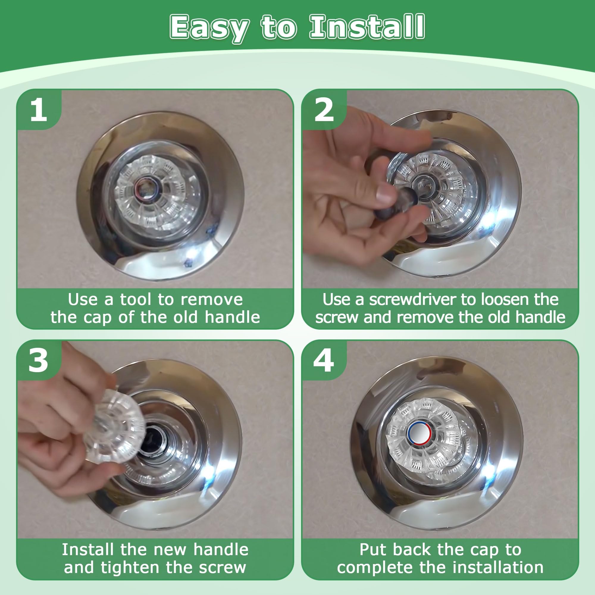 Dreyoo Shower Faucet Handle Replacement for 940-240/940-950A, Compatible with Price Pfister Avante Kitchen, Bath, Tub Faucets, Single Acrylic Shower Knob