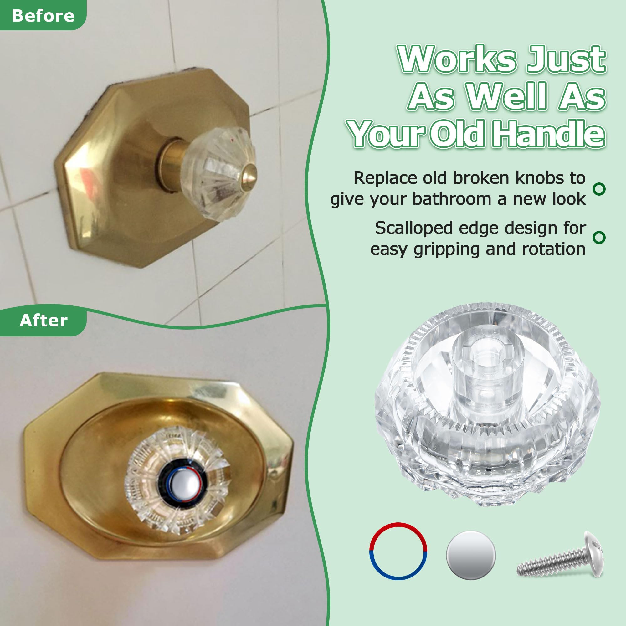 Dreyoo Shower Faucet Handle Replacement for 940-240/940-950A, Compatible with Price Pfister Avante Kitchen, Bath, Tub Faucets, Single Acrylic Shower Knob