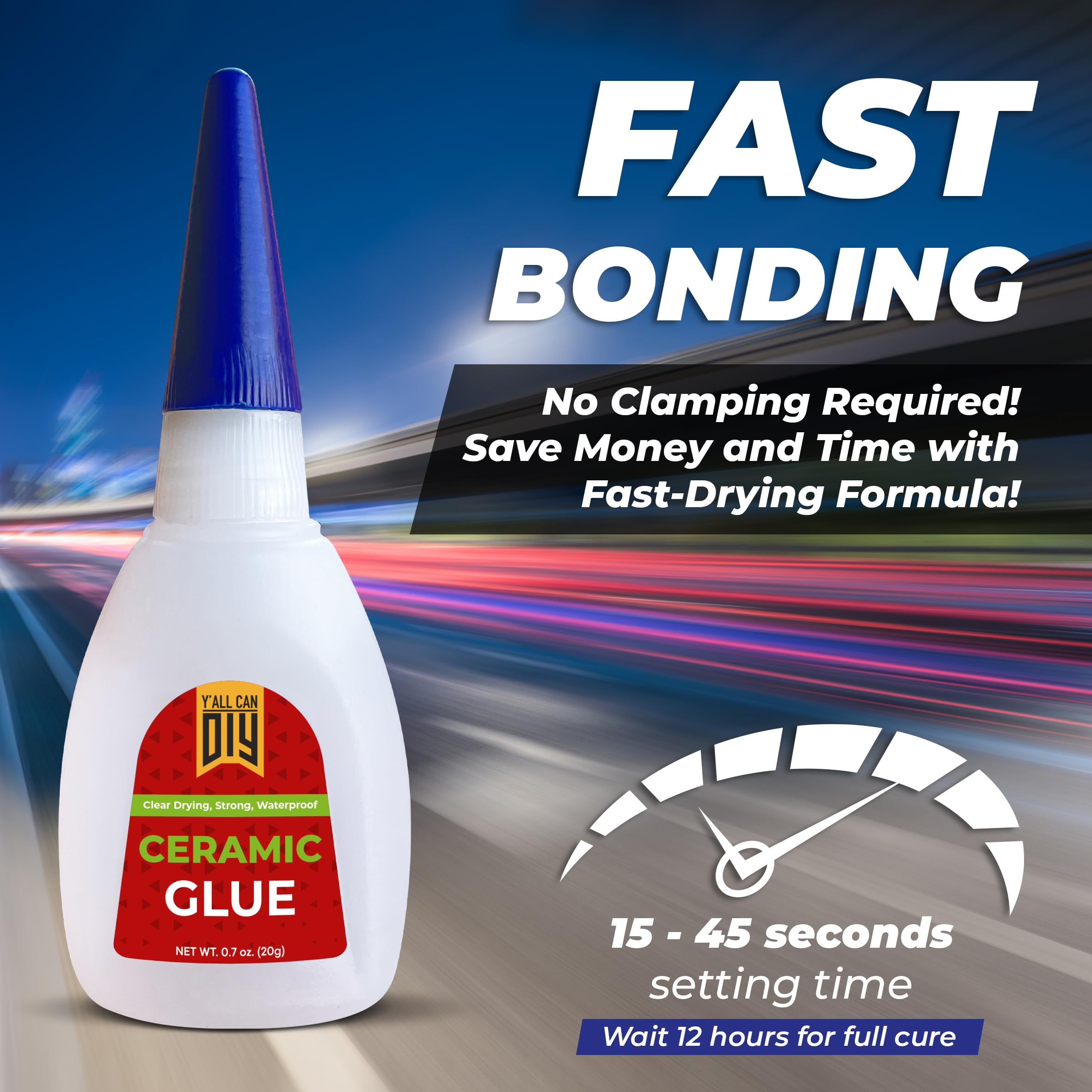 Y'allCanDiy Waterproof Ceramic Glue - Temperature Resistant Ceramic CA Glue Repair for Pottery, No Smell After Cure. Best Cyanoacrylate Based Adhesive for China and Porcelain