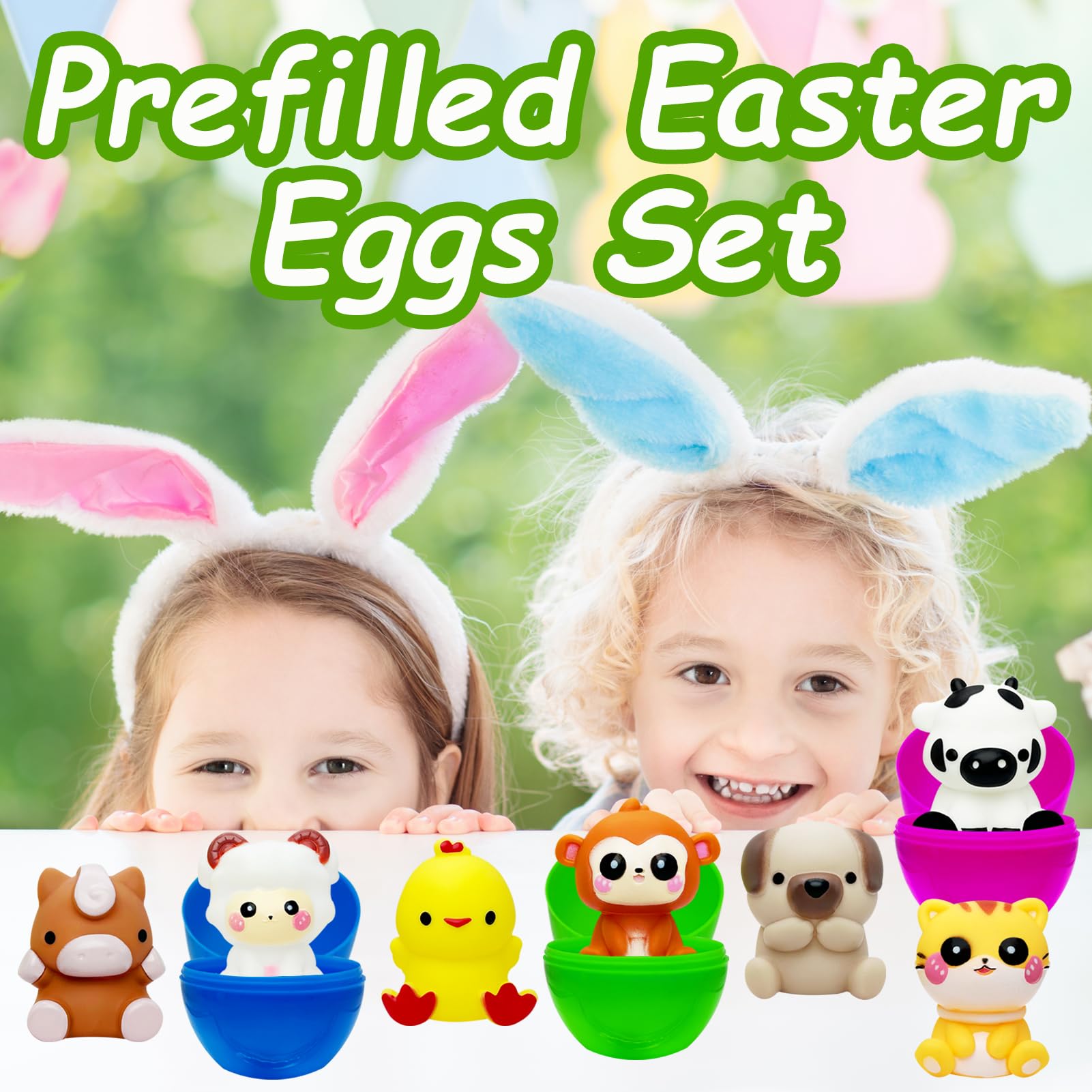 AouEtnay 12 Pcs Easter Eggs with Animal Finger Puppets Filled Easter Eggs for Kids Easter Basket Fillers, Hunt and Party Favors