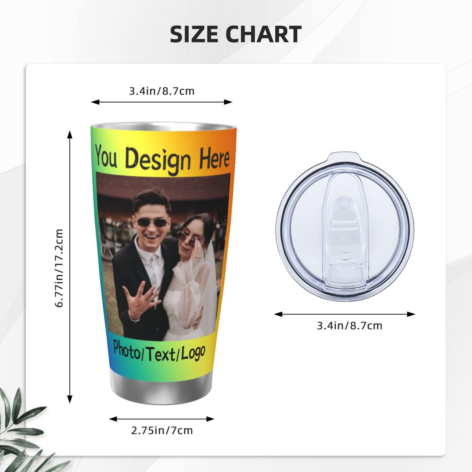 Generic Customized Tumbler Cup Personalized Coffee Mug with Photo Text Men Women Custom Stainless Steel Tumbler 20oz Custom Mug Gifts for Dad Mom Friends