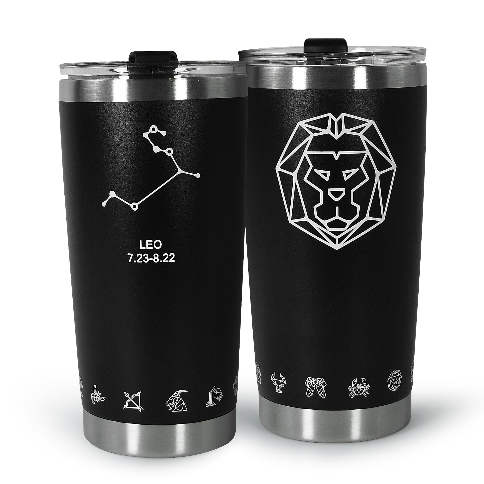 sweet grain 20oz Coffee Tumbler - Stainless Steel Double Wall Insulated Constellation Tumbler with Lid and Straw, Personalized Zodiac Gifts for Birthday/Bachelor Party - Leo