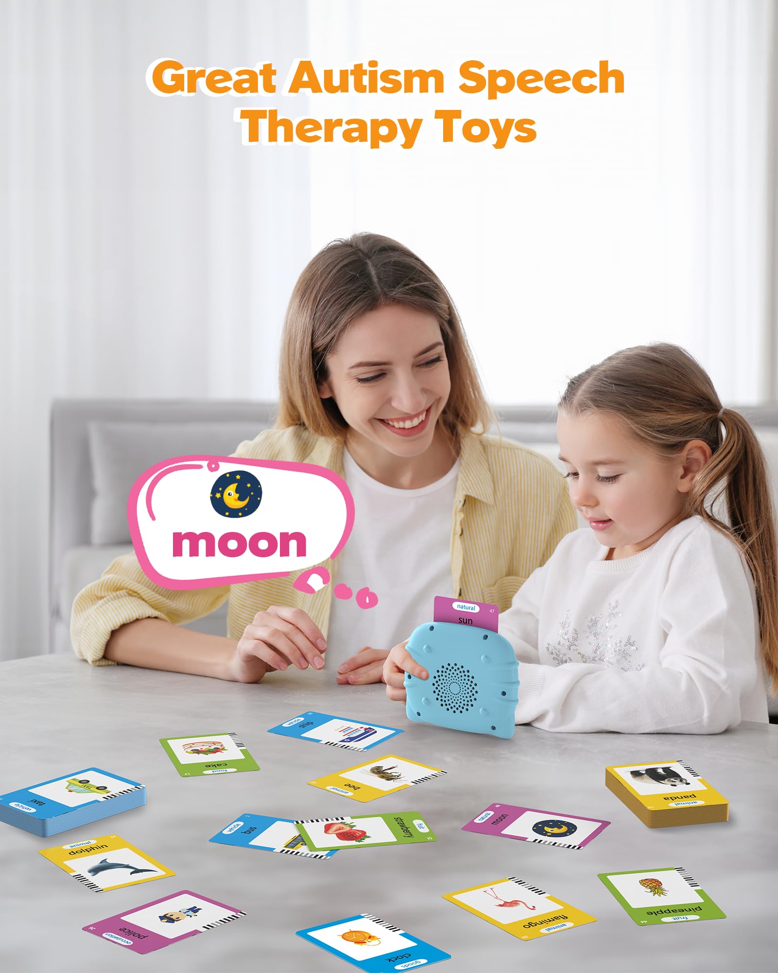 Airbition Talking Flash Cards for Toddler 1 2 3 4 Year Olds, Language Learning and Montessori Toys with 224 Words, Pocket Speech Therapy and Autism Toys, Children's Sensory Educational Device